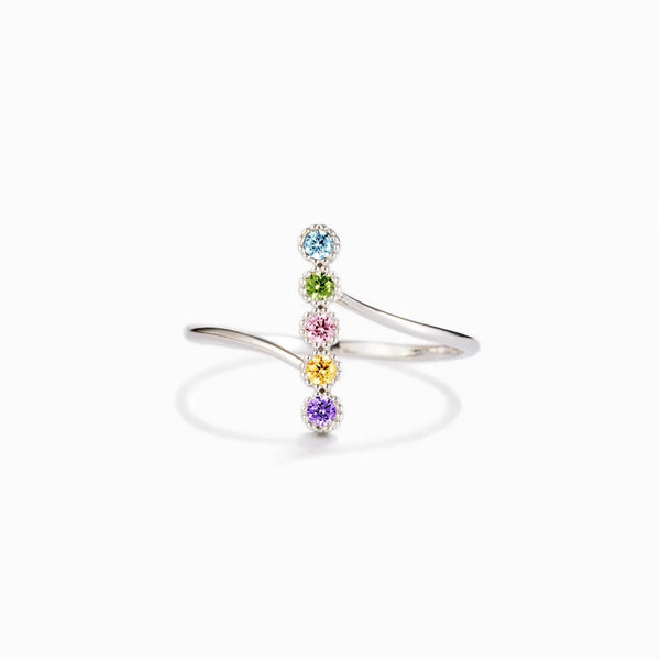 S925 Pure Silver Five Diamond Colored Zircon Ring For Women – Diamonds ...