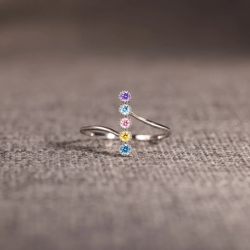 S925 Pure Silver Five Diamond Colored Zircon Ring For Women – Diamonds ...